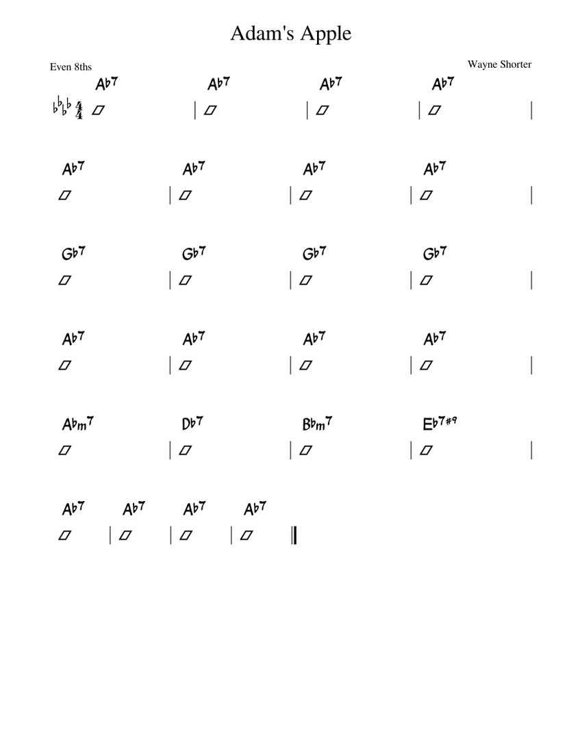 Adam's Apple - Wayne Shorter (chords only) Sheet music for Piano (Solo ...