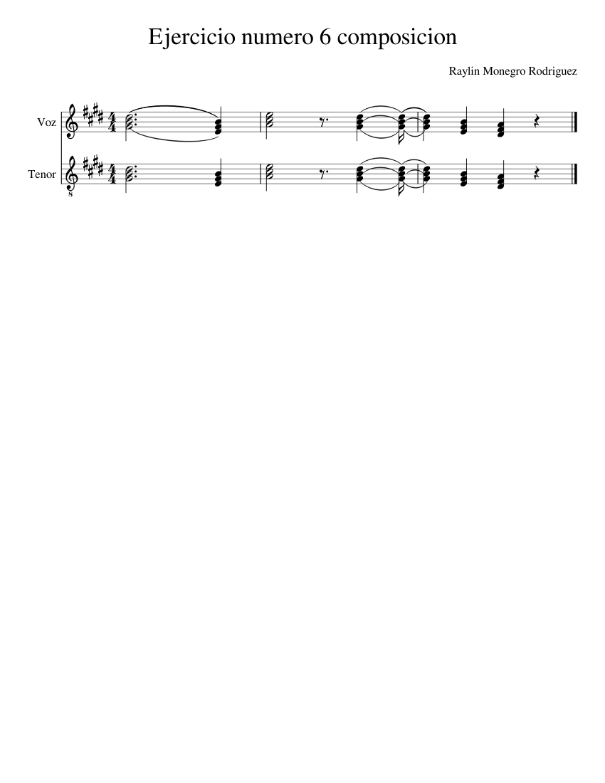 ejercicio_numero_6_composicion Sheet music for Tenor, Vocals (Choral) | Musescore.com