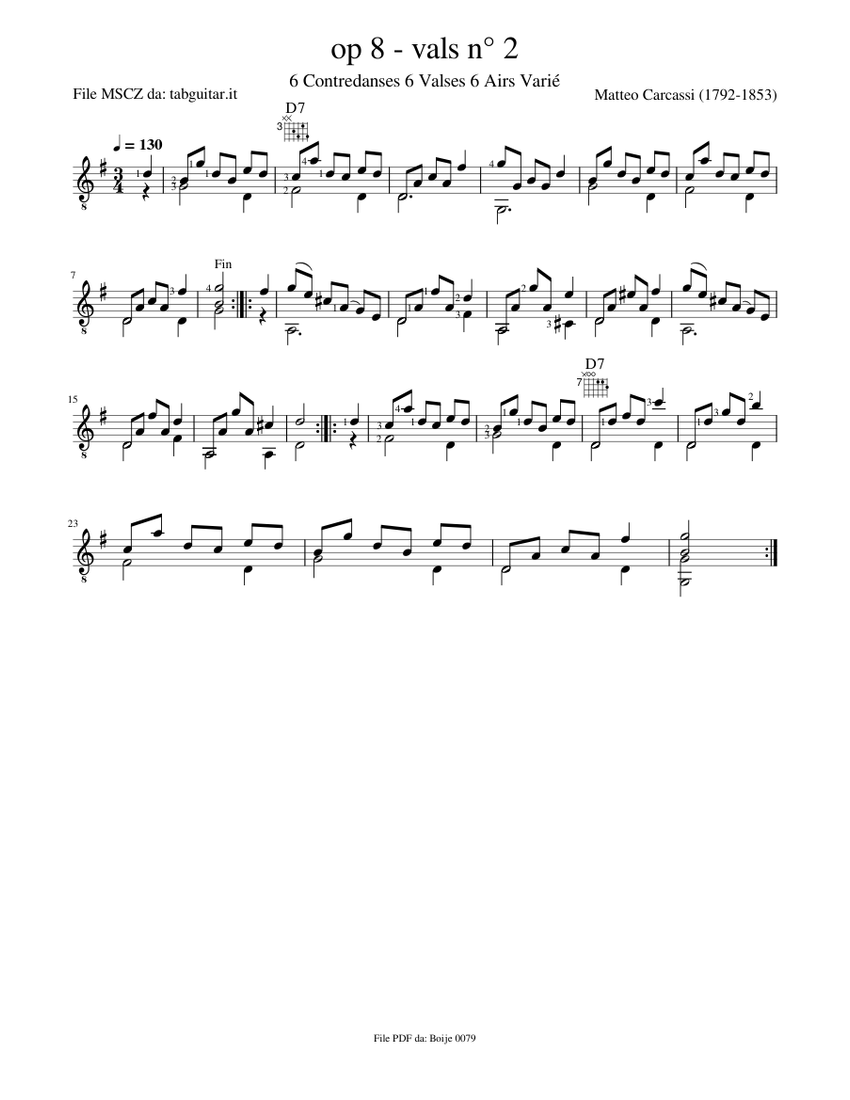 Vals n° 2, op 8 – Matteo Carcassi Sheet Music for Guitar (Solo ...
