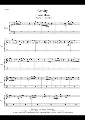 Gravity Sheet Music John Mayer Guitar Chordslyrics