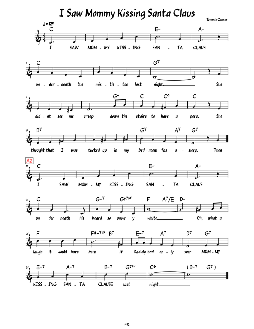 I Saw Mommy Kissing Santa Claus (Lead sheet with lyrics ) Sheet Music ...