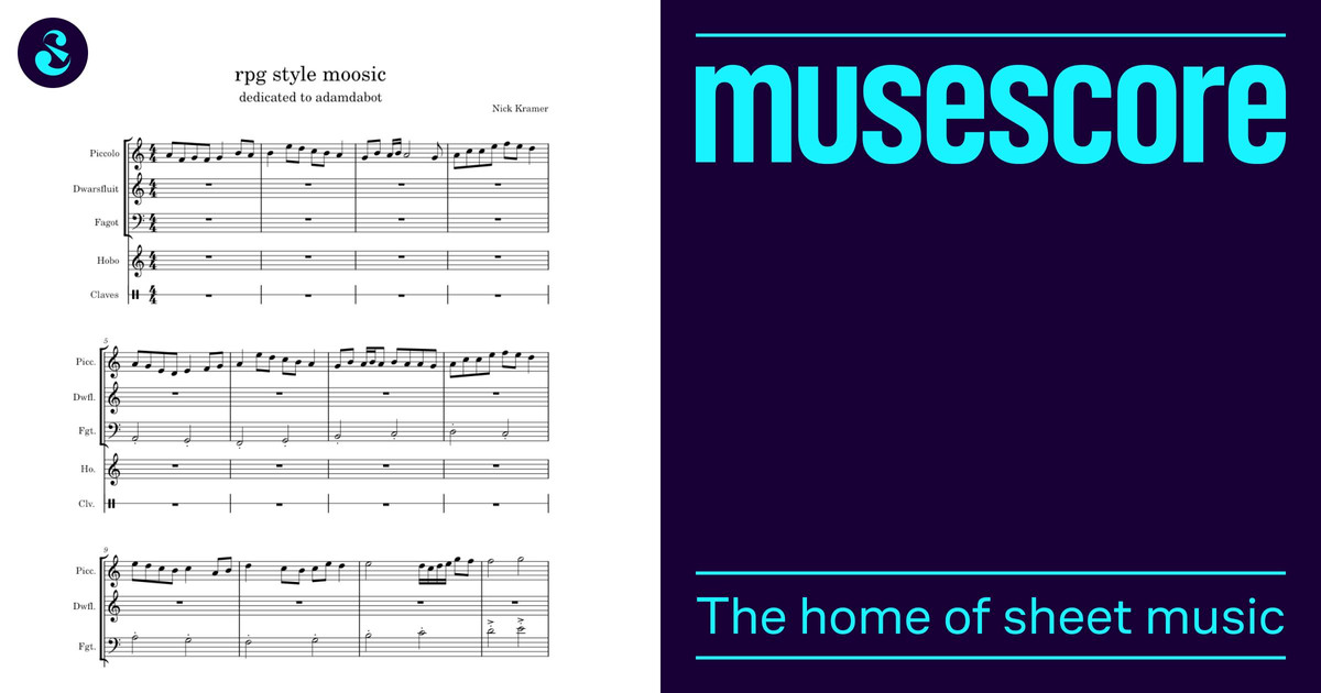RPG Moosic Sheet music for Flute, Oboe, Bassoon, Drum group (Mixed ...