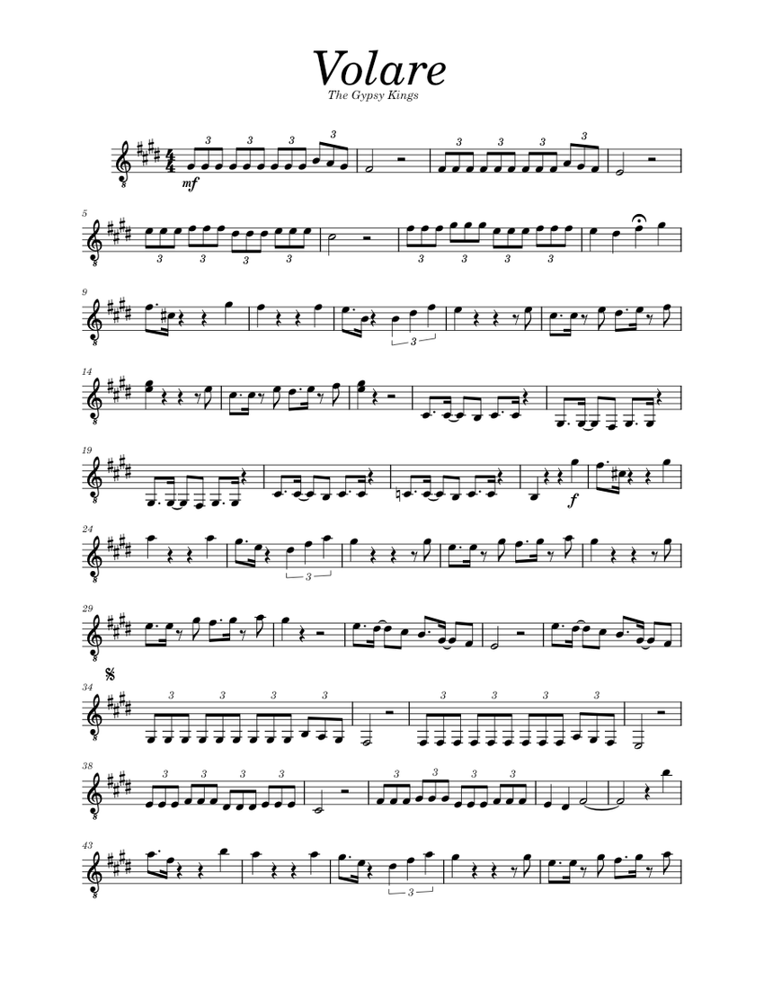 Volare Sheet Music for Guitar (Solo) | MuseScore.com