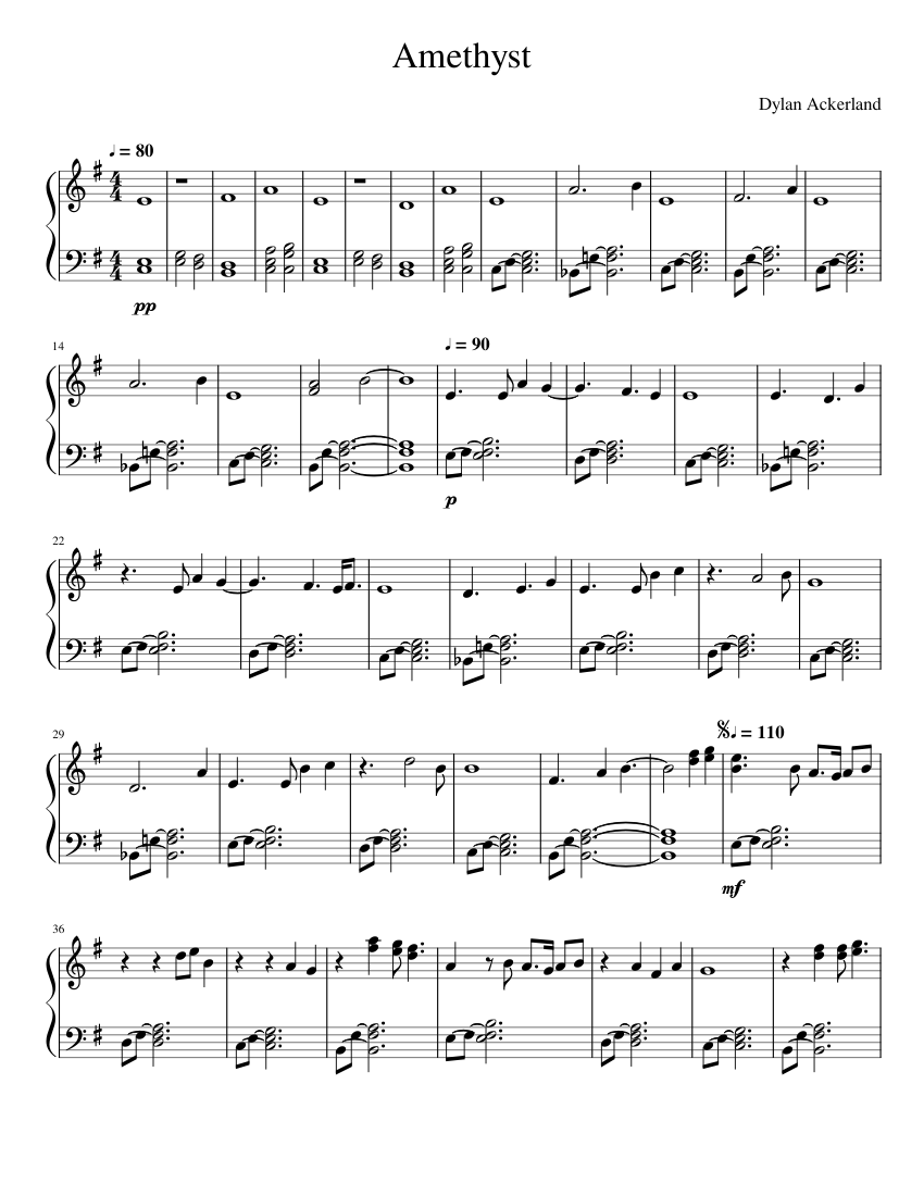 Amethyst Sheet Music for Piano (Solo) easy | MuseScore.com