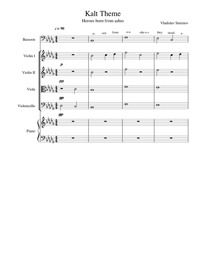 Kalt Theme Sheet music for Piano, Bassoon, Violin, Viola & more instruments (Piano Sextet ...