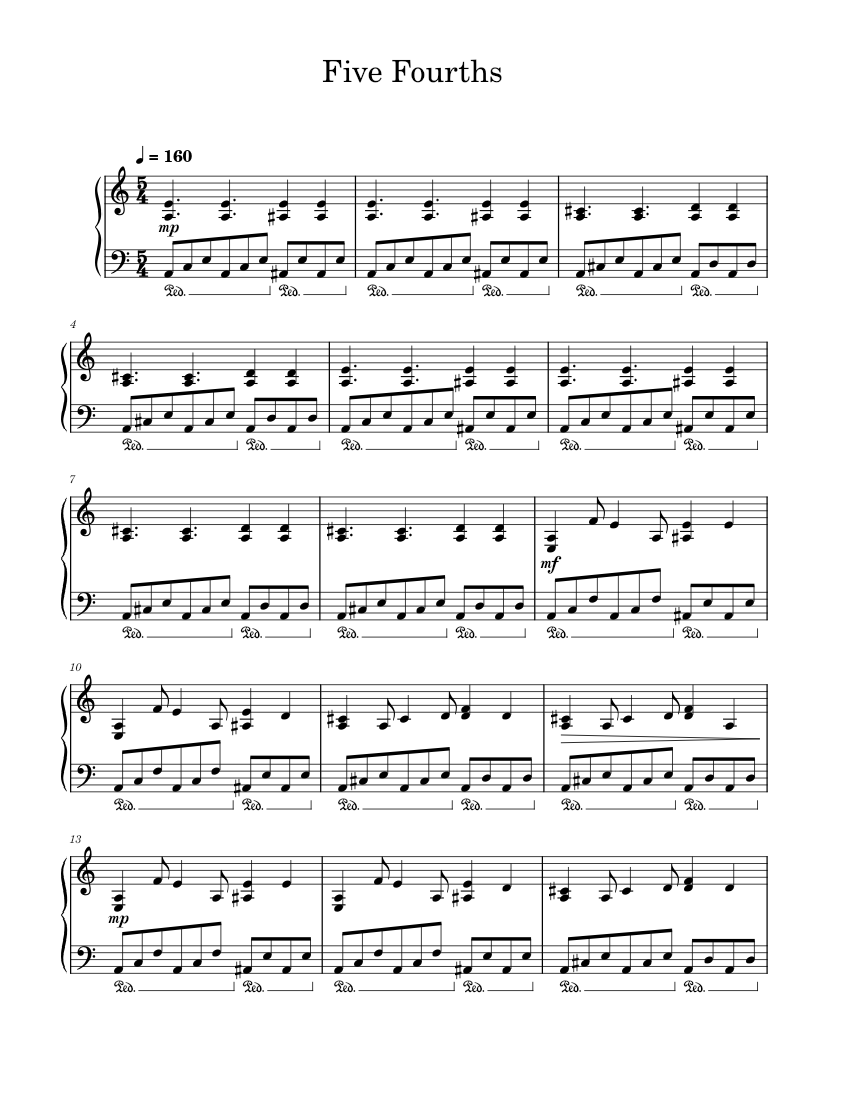 5 fourths - playable Sheet music for Piano (Solo) | Musescore.com