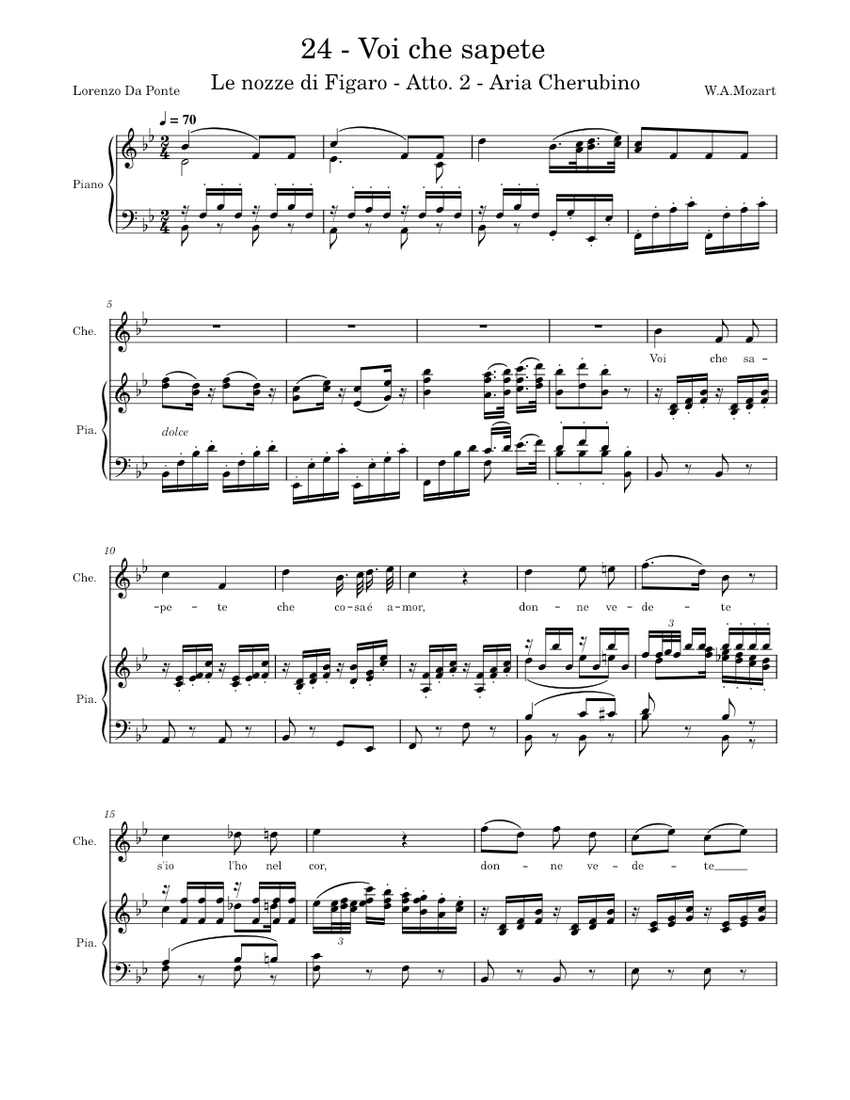 Voi che sapete - Aria de Cherubino - Ópera - Le nozze di Figaro ...