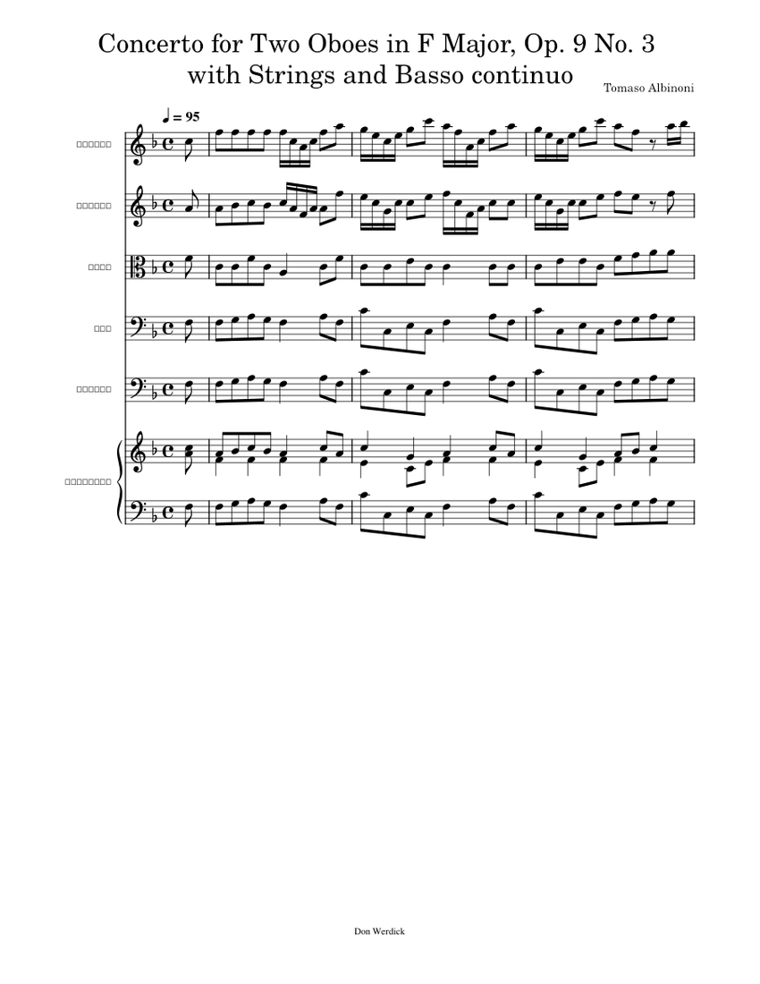 Concerto for Two Oboes in F Major, Op. 9 No. 3 with Strings and Basso ...