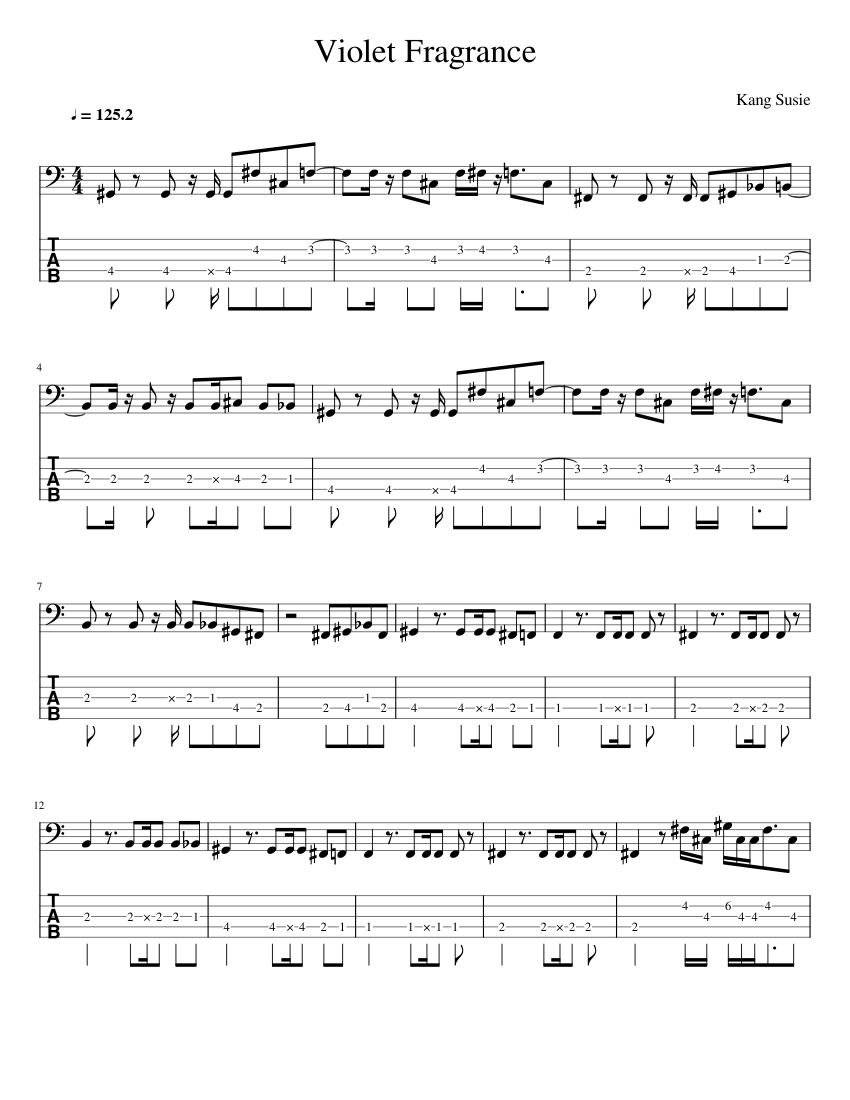 Violet Fragrance - Kang Susie (Bass Tab) Sheet music for Bass guitar ...
