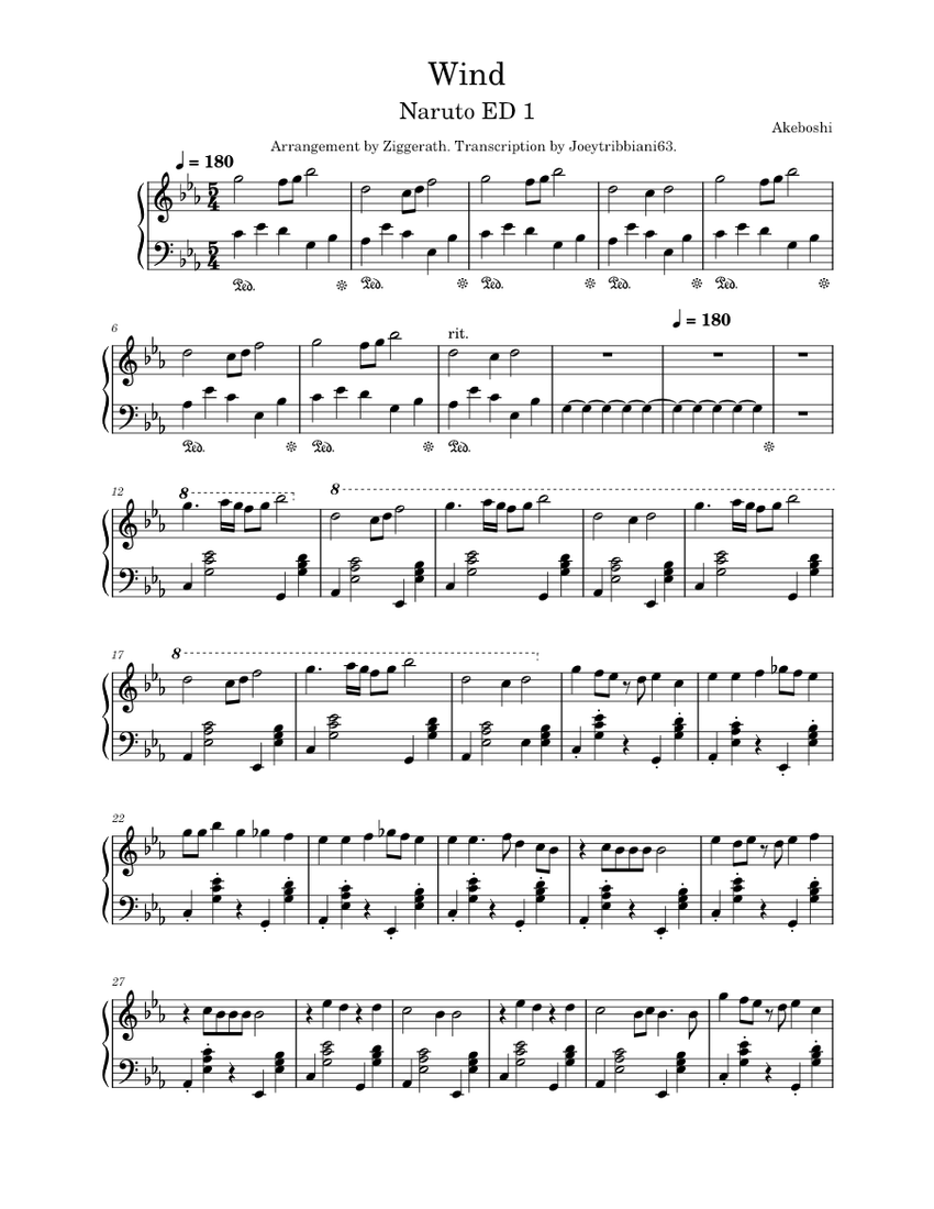 Wind – Akeboshi Sheet music for Piano (Solo) | Musescore.com