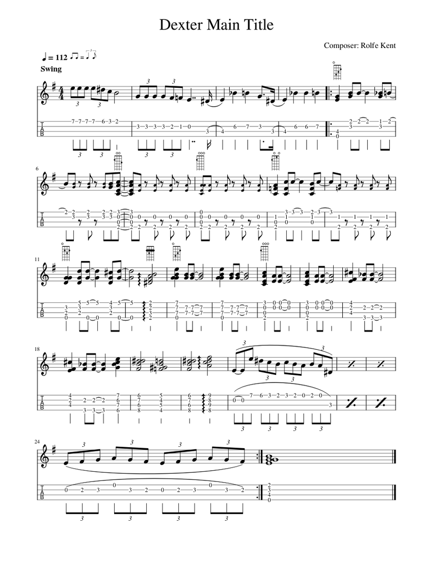 Dexter Main Title Dexter Sheet music for Ukulele (Solo) | Musescore.com