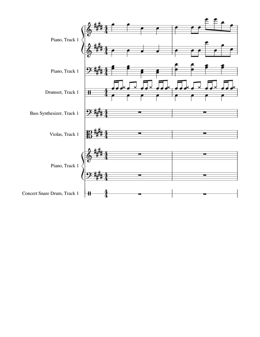 Arrival at Stronghold Playground Remix Remastered Sheet Music for Piano, Snare drum, Bass guitar ...