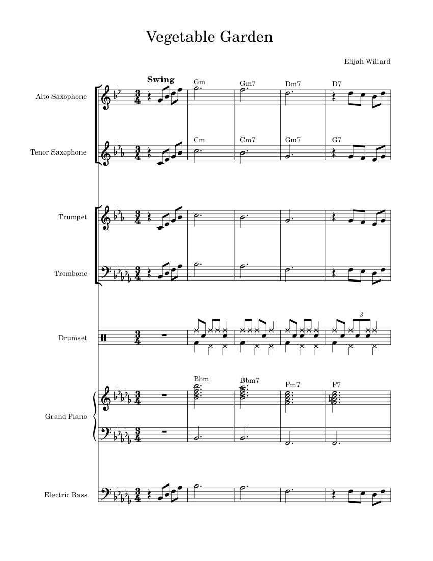 Vegetable Garden Sheet music for Piano, Trombone, Saxophone alto ...