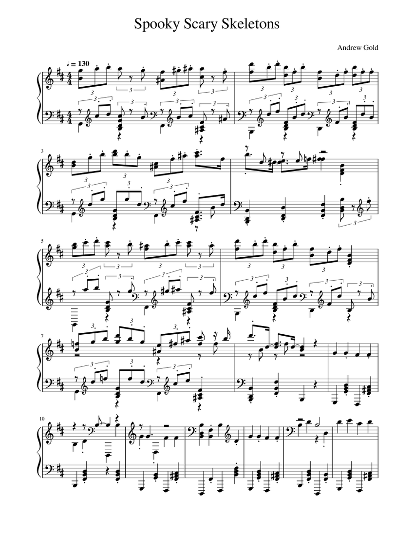 Spooky Scary Skeletons Sheet Music for Piano (Solo) | MuseScore.com