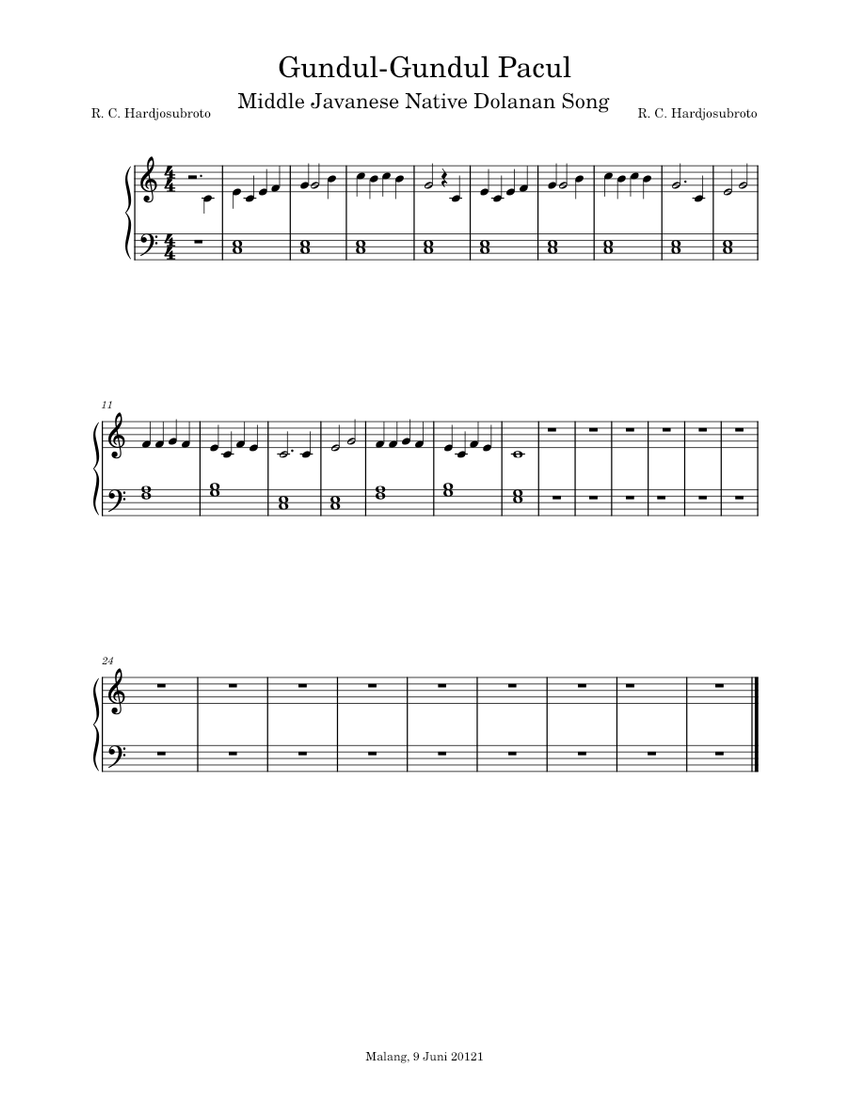 Gundul-Gundul Pacul Sheet Music for Piano (Solo) Easy | MuseScore.com