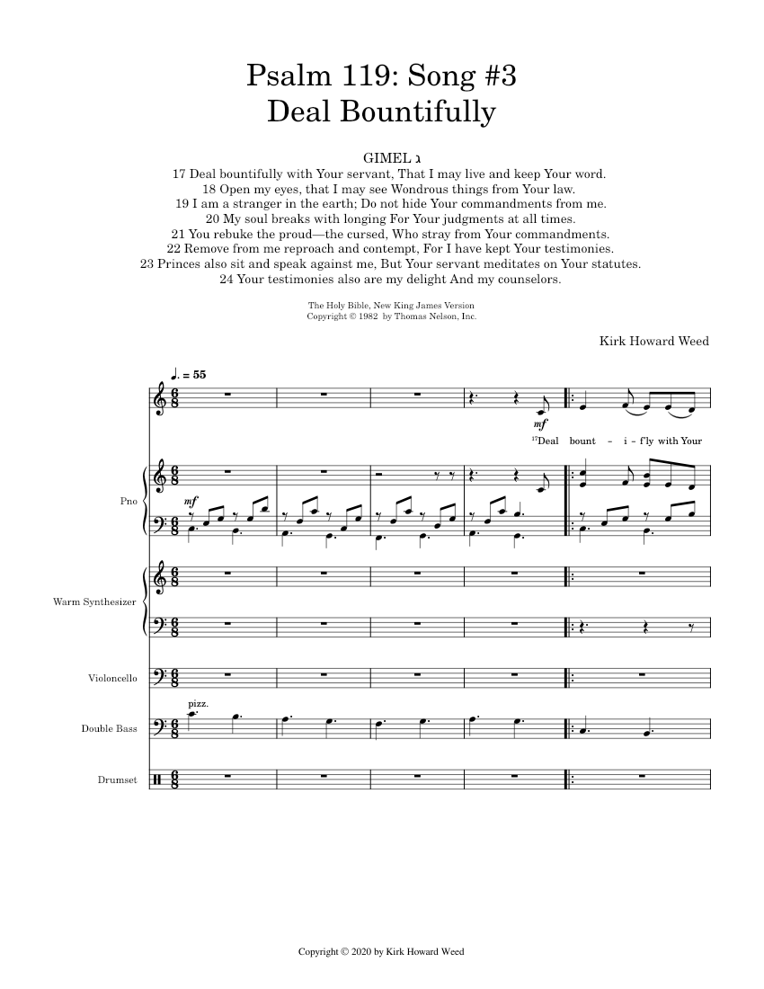 Psalm 119 Song 3 Deal Bountifully Sheet music for Piano, Vocals ...