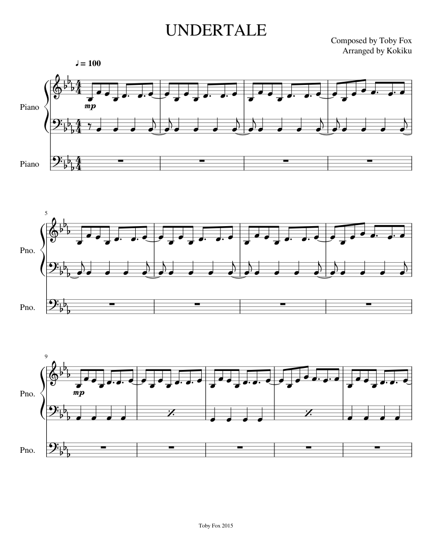 Undertale Main Theme Sheet Music for Piano (Piano Duo) | MuseScore.com