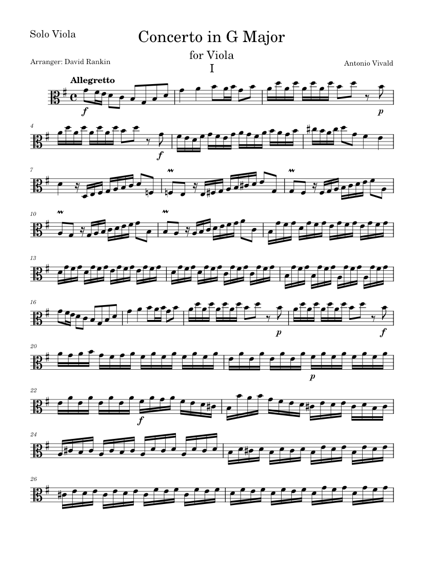 Violin Concerto No. 3 in G Major – Antonio Vivaldi for Viola Sheet ...