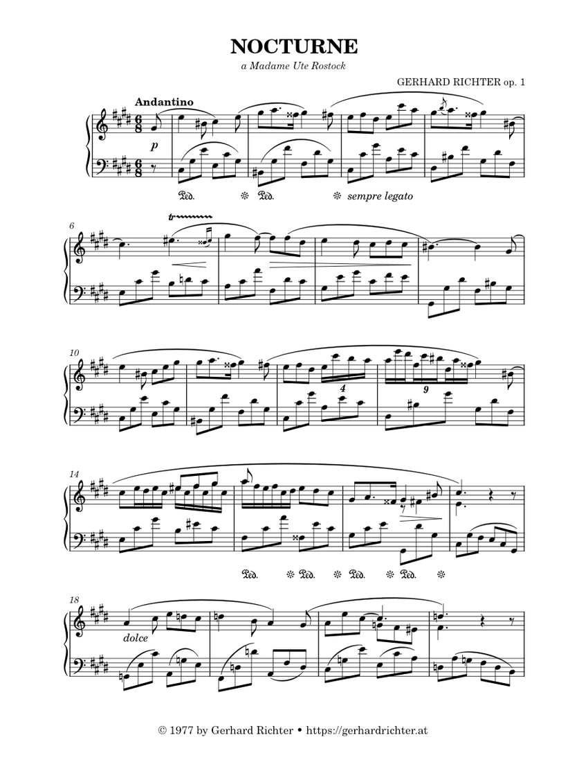 Nocturne No. 1 c-sharp minor (cis-Moll) op. 1 Sheet music for Piano ...