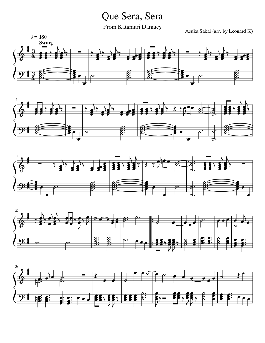Que Sera, Sera Sheet Music for Piano (Solo) easy | MuseScore.com
