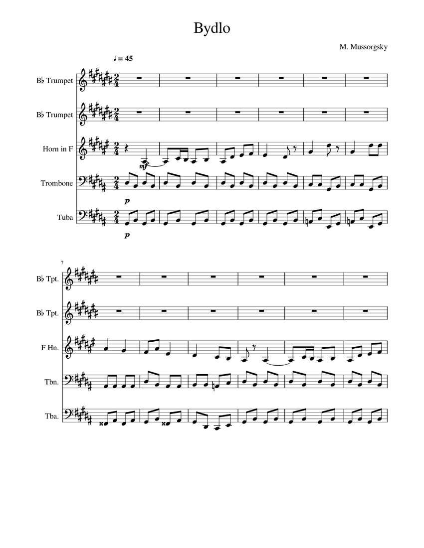 Bydlo - from Pictures at an Exhibition Sheet music for Trombone, Tuba ...