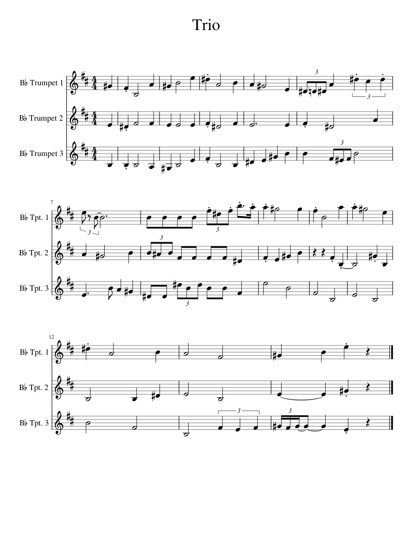 Trumpet Trio 1 Sheet Music for Trumpet in b-flat (Mixed Trio ...