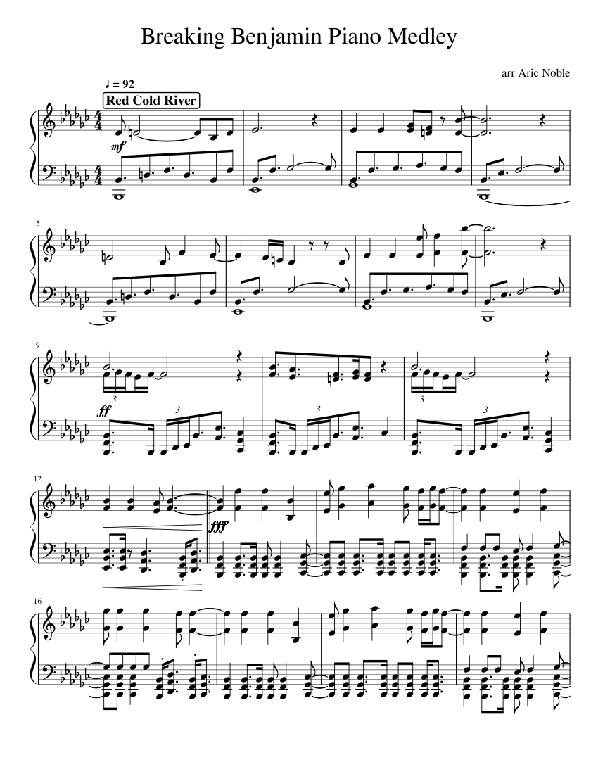 Breaking Benjamin Piano Medley Sheet Music for Piano (Solo) | MuseScore.com
