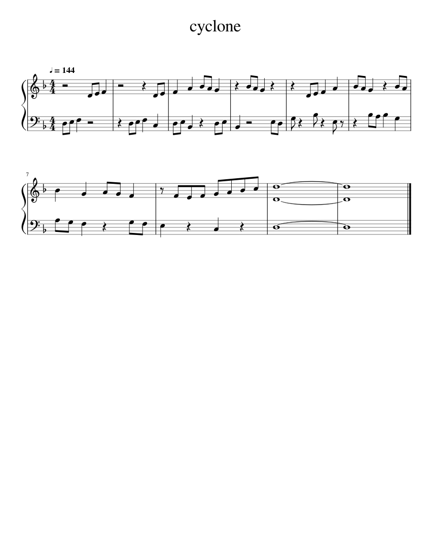 cyclone Sheet music for Piano (Solo) | Musescore.com