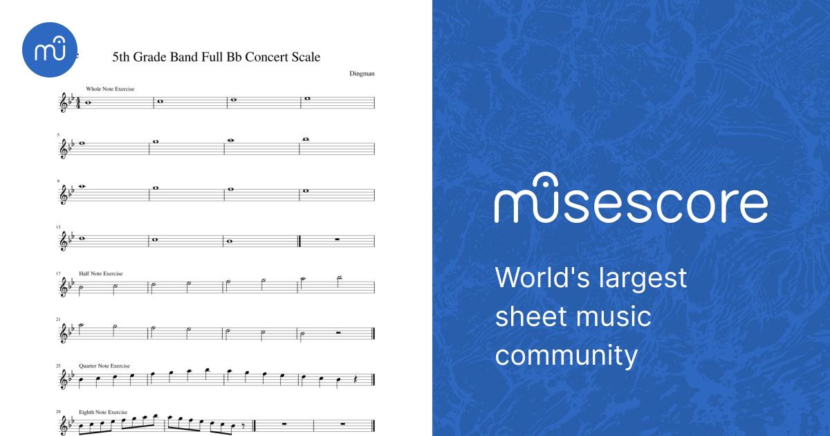 5th Band Full B-Flat Concert Scale Exercises -- Flute Sheet Music for ...