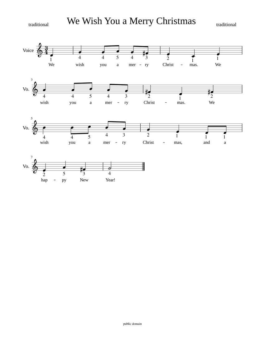 We wish you a merry christmas – Misc Christmas Sheet Music for Vocals ...