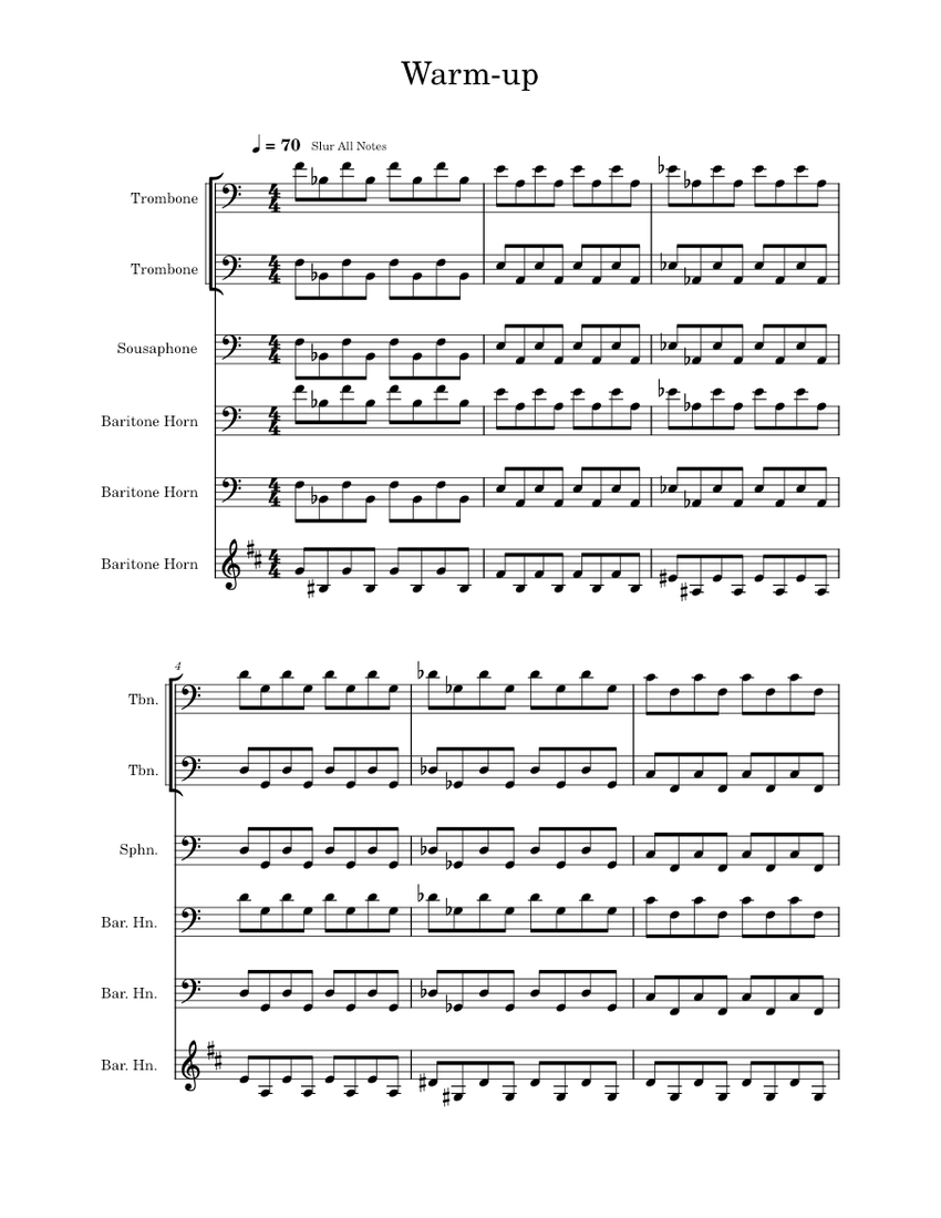 Warm-up Sheet music for Trombone, Baritone horn, Brass (other ...