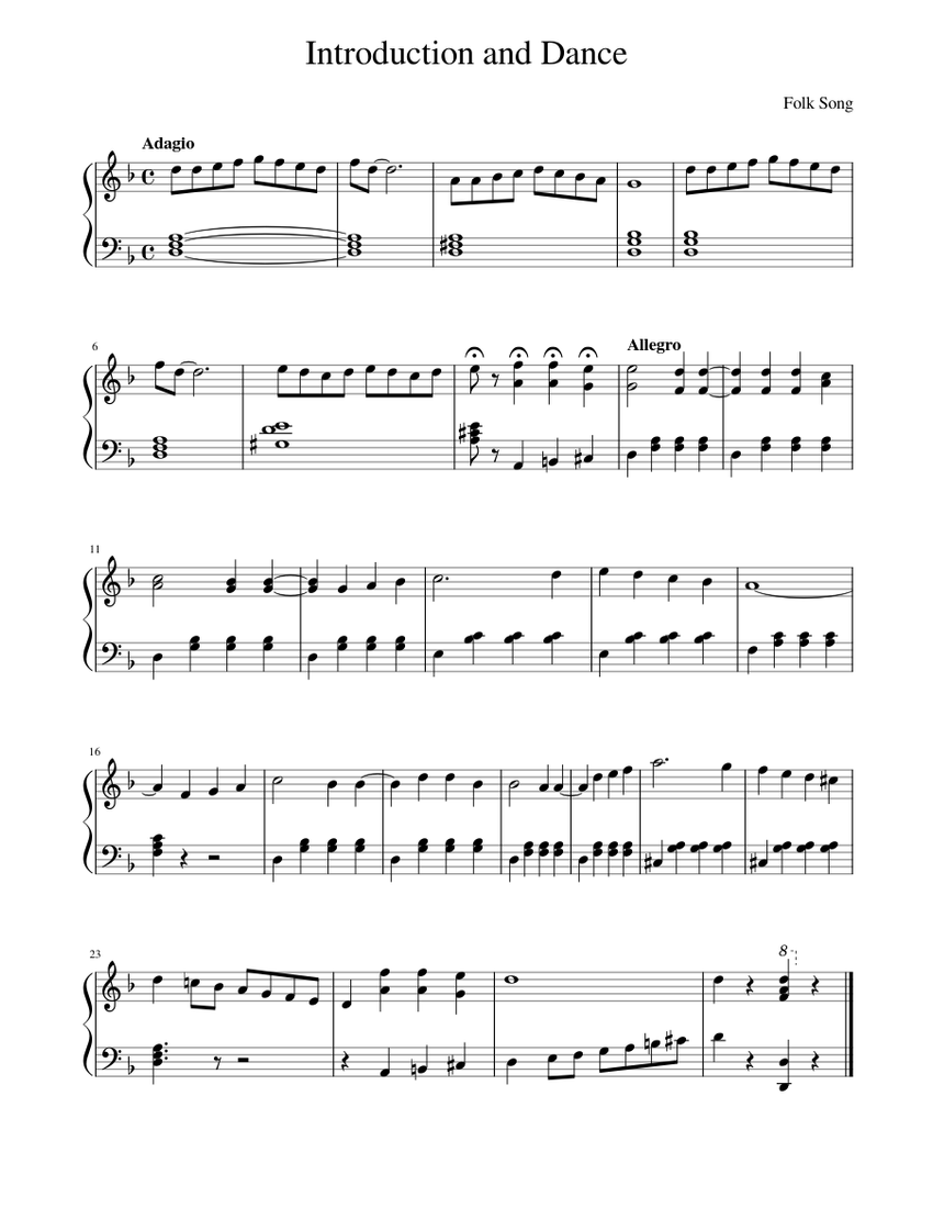 Introduction and Dance – Folk Song Sheet music for Piano (Solo ...