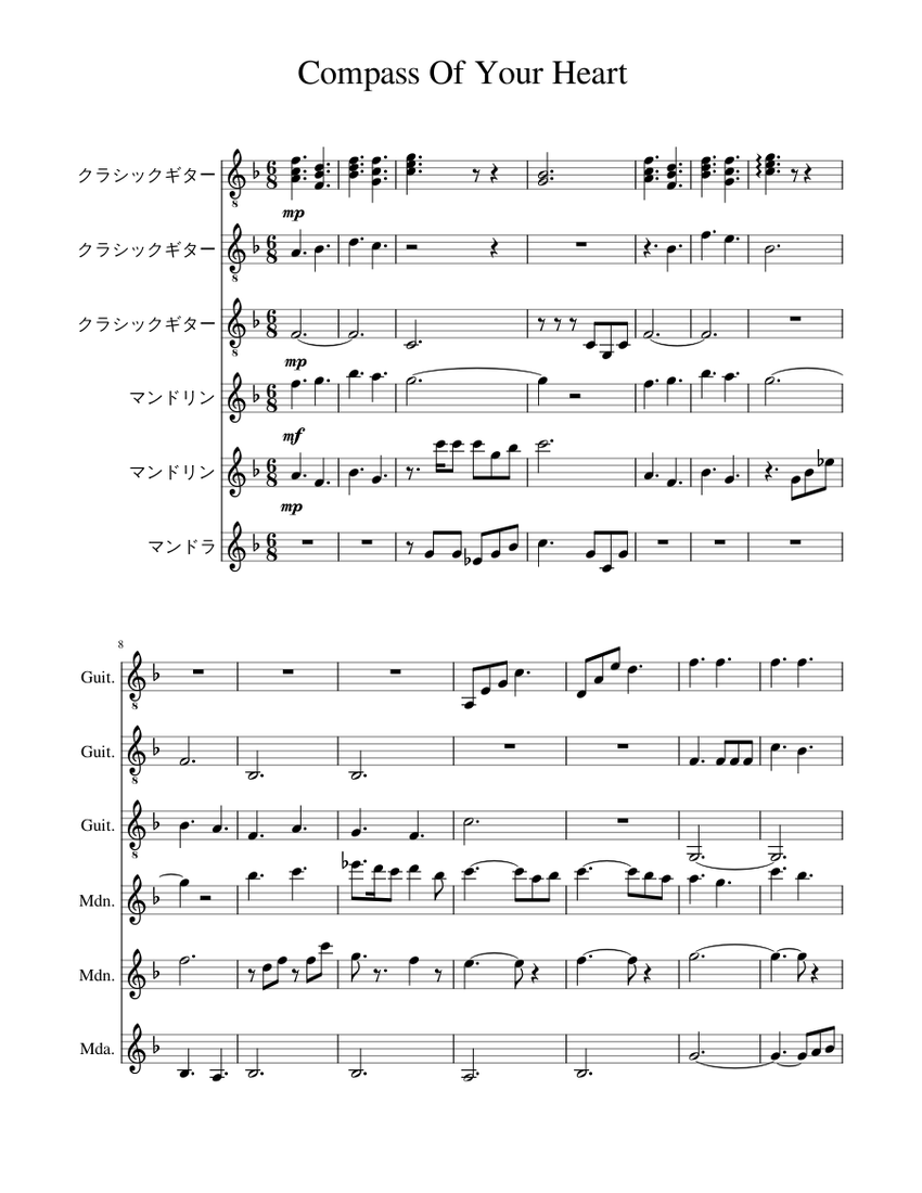Compass Of Your Heart Sheet music for Guitar, Mandolin (Mixed Ensemble ...