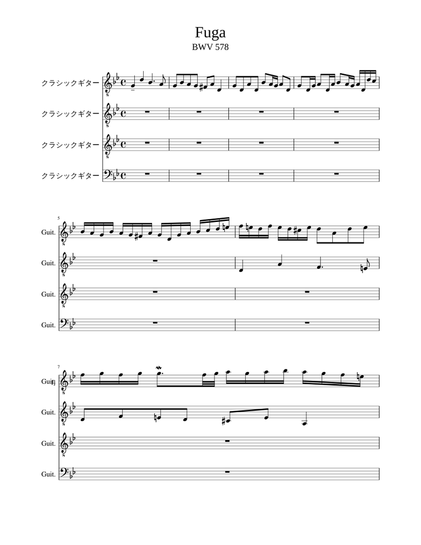 Fuga Sheet music for Guitar (Mixed Quartet) | Musescore.com