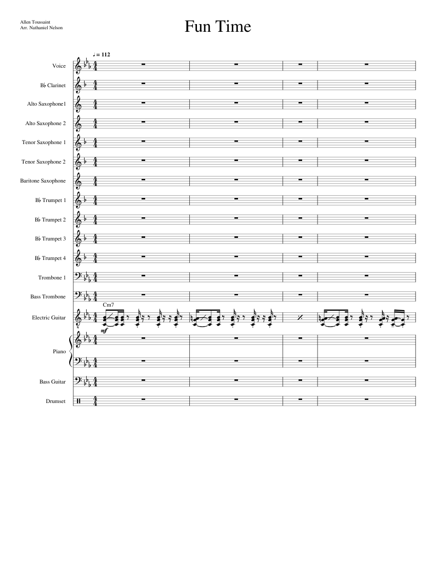Fun Time (Bruce Willis) for Jazz Band Sheet Music with Chords for Piano ...