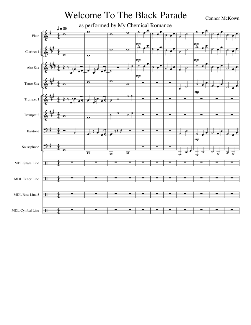 Welcome To The Black Parade - My Chemical Romance Sheet Music for Flute ...