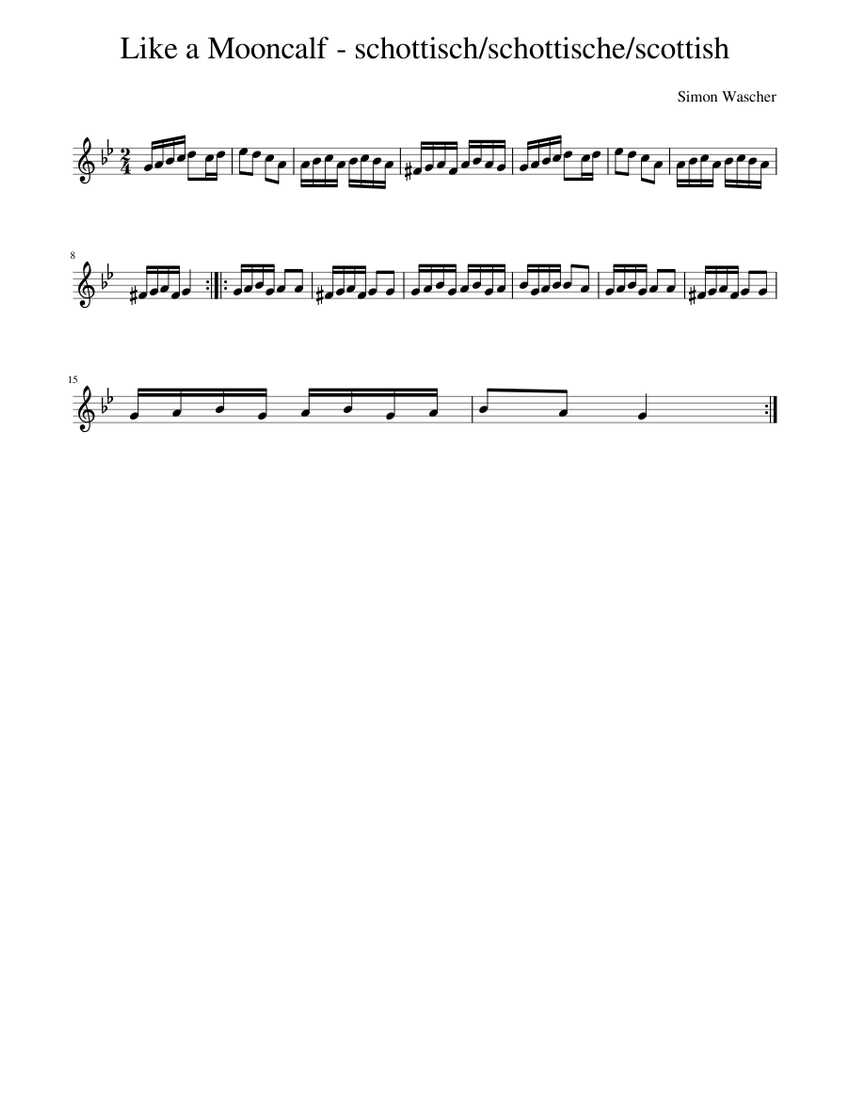 Simon Wascher - Like a Mooncalf - schottisch/schottische/scottish Sheet ...