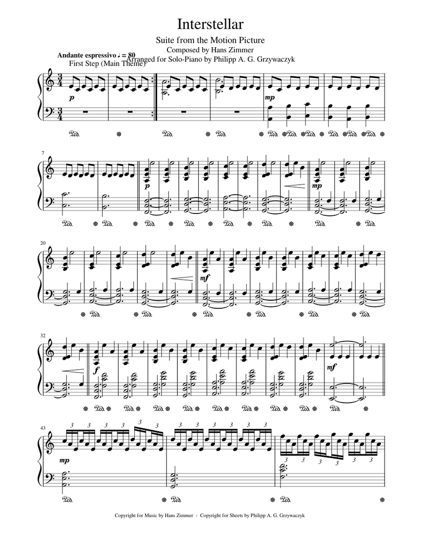 Interstellar Sheet Music for Piano (Solo) | MuseScore.com