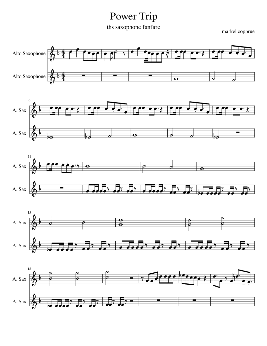 Power_Trip Sheet music for Saxophone alto (Woodwind Duet) | Musescore.com