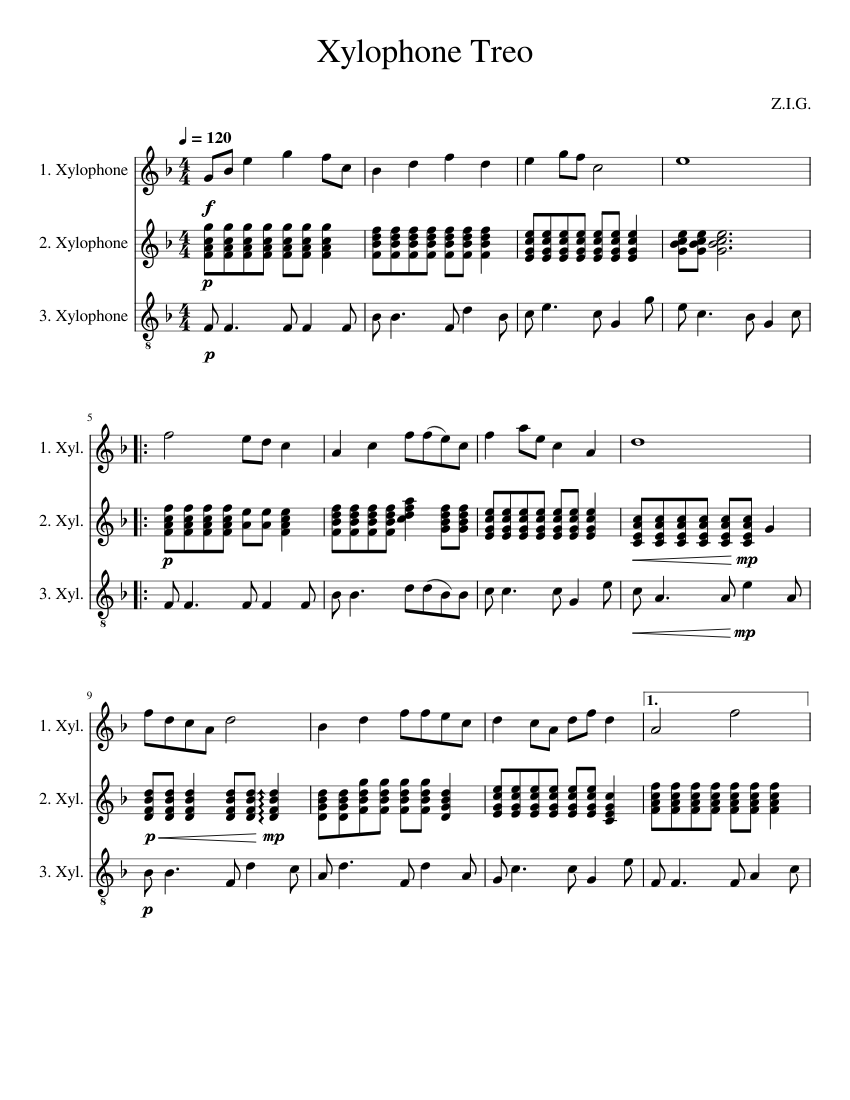 Xylophone Treo Sheet music for Xylophone (Mixed Trio) | Musescore.com