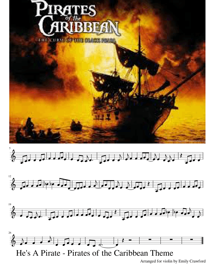 He's a Pirate – Pirates of the Carribean Sheet music for Violin (Solo ...
