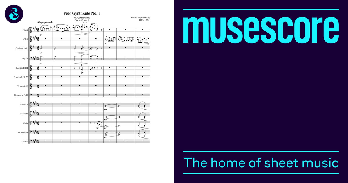 Peer Gynt Suite No. 1, “Morning Mood” Sheet Music for Flute, Oboe ...