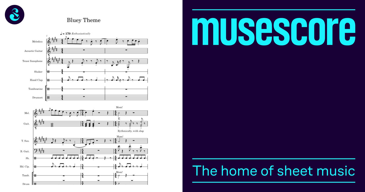 "Bluey" Opening Theme - Joff Bush Sheet Music for Tuba, Harmonium ...