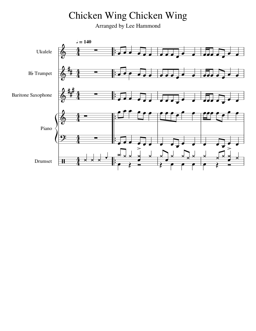 Chicken Wing Chicken Wing Sheet Music for Piano, Saxophone baritone ...
