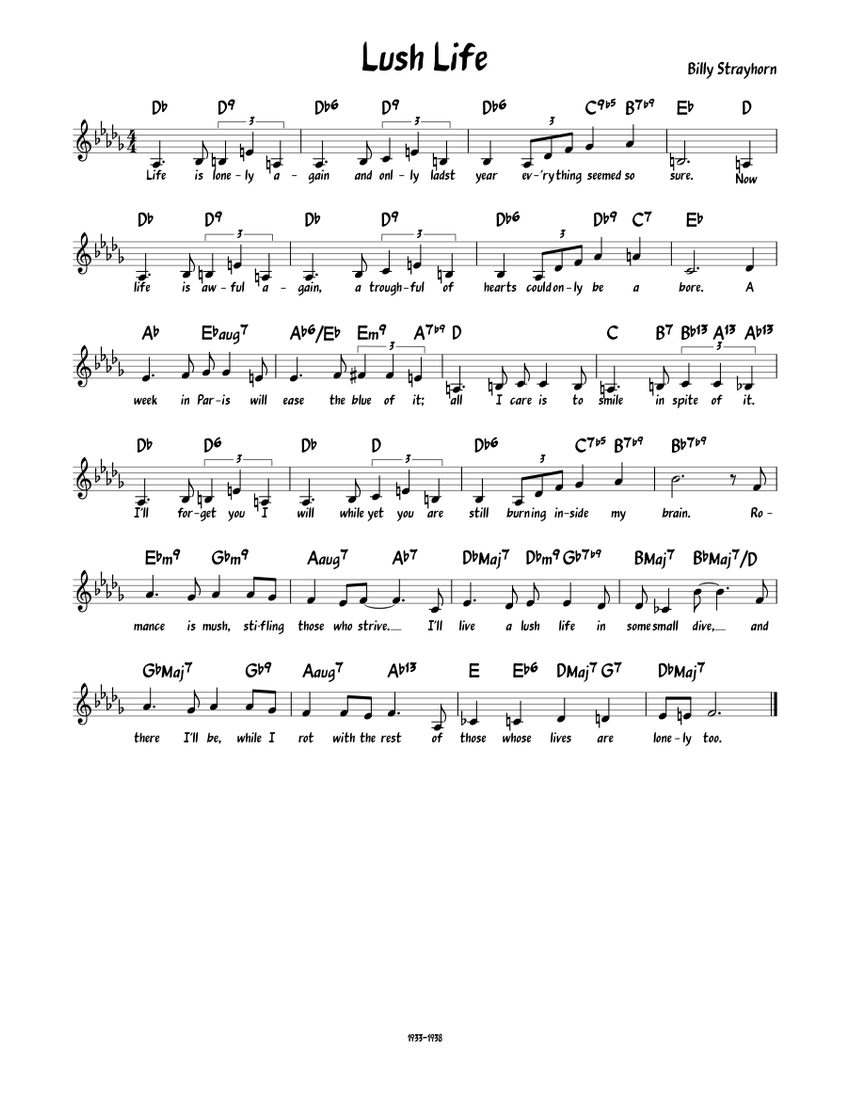Lush Life Sheet Music for Piano (Solo) Easy | MuseScore.com