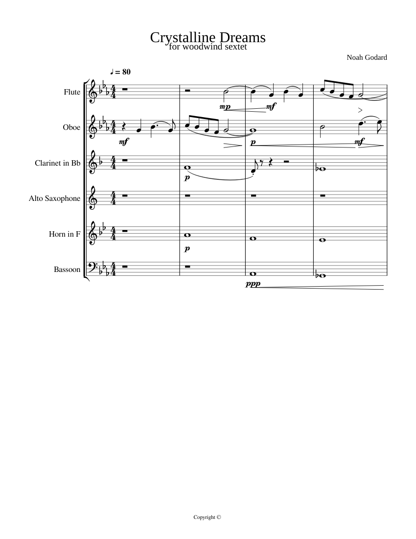 Crystalline Dreams - for Woodwind Sextet Sheet music for Flute, Oboe ...