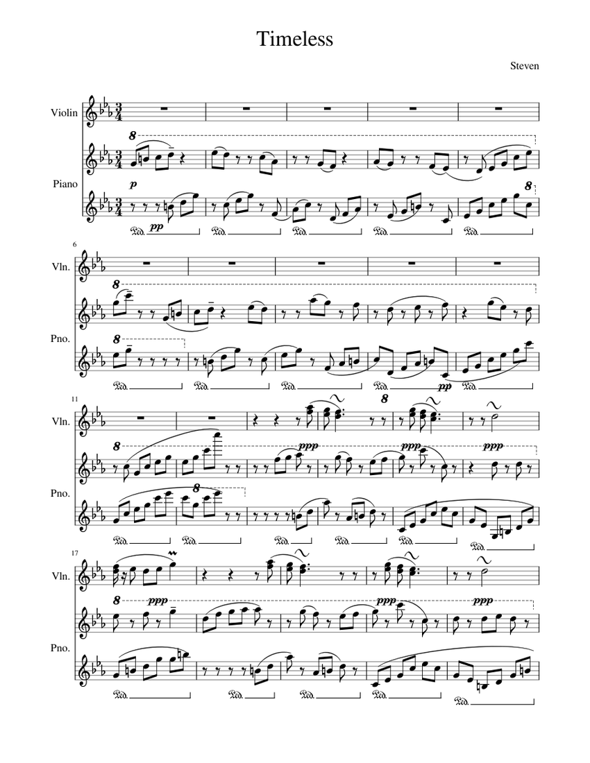 Timeless (Revised No. 2) Sheet music for Piano, Violin (Solo ...