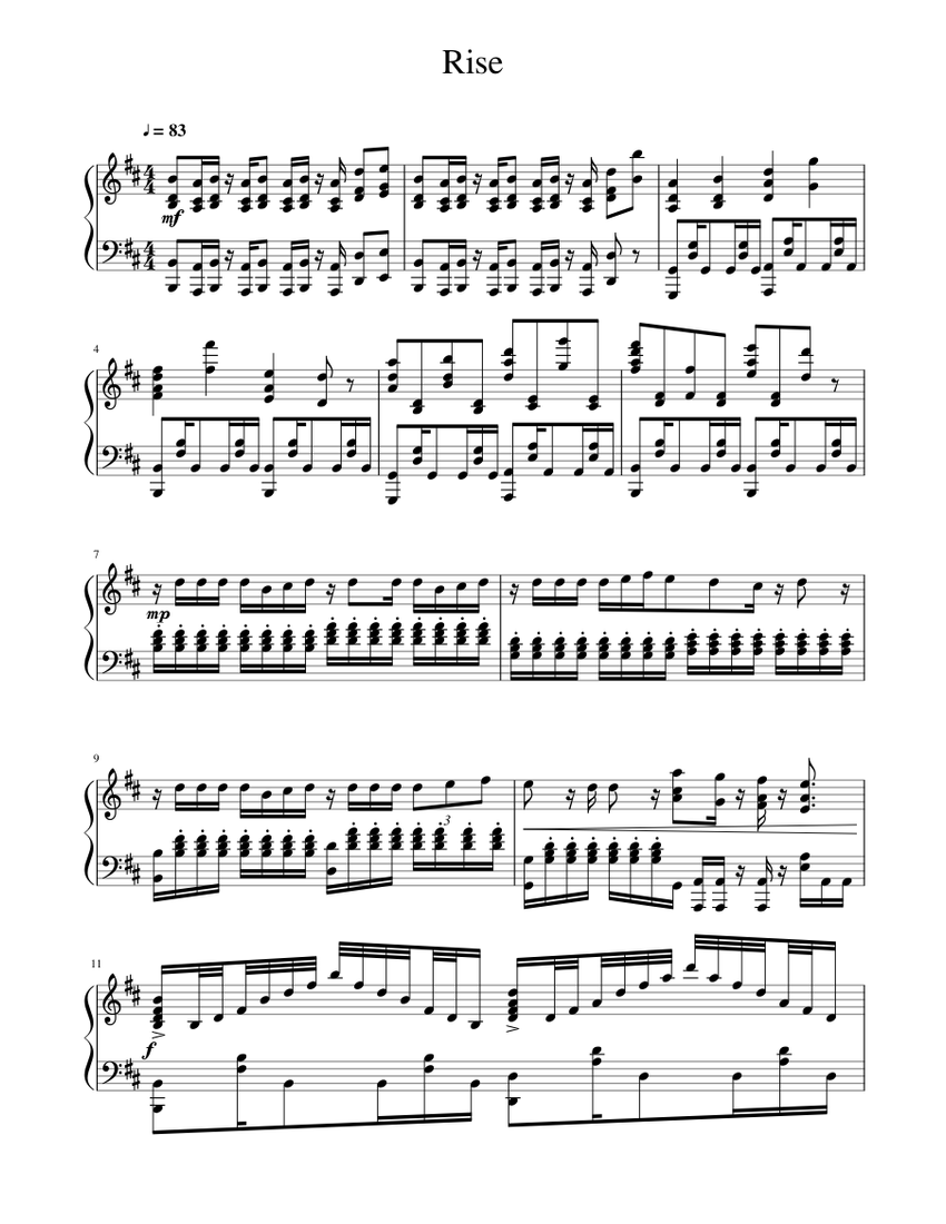 Rise Sheet Music for Piano (Solo) | MuseScore.com