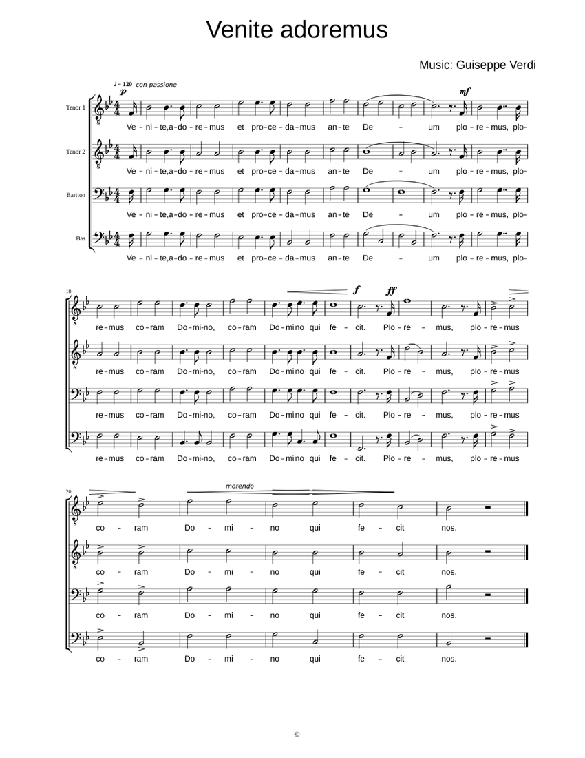 FRM160 Venite adoremus-TTBB-Verdi Sheet music for Tenor, Harmonica ...