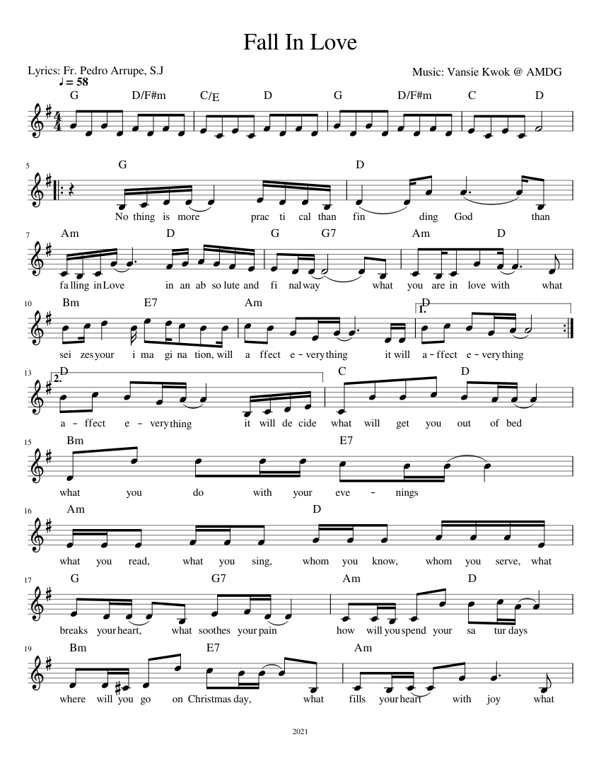 Fall In Love Sheet music for Piano (Solo) Easy | Musescore.com